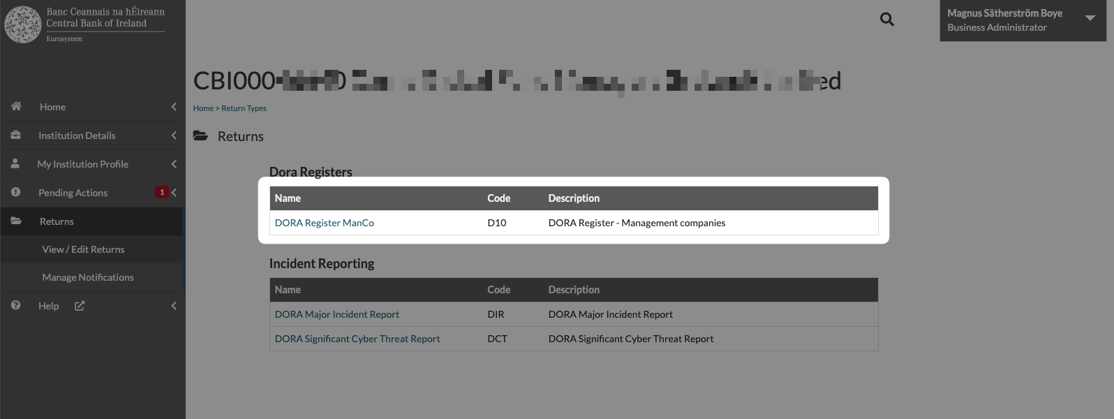 How to submit your Register of Information: Ireland, CBI Portal, Central Bank of Ireland